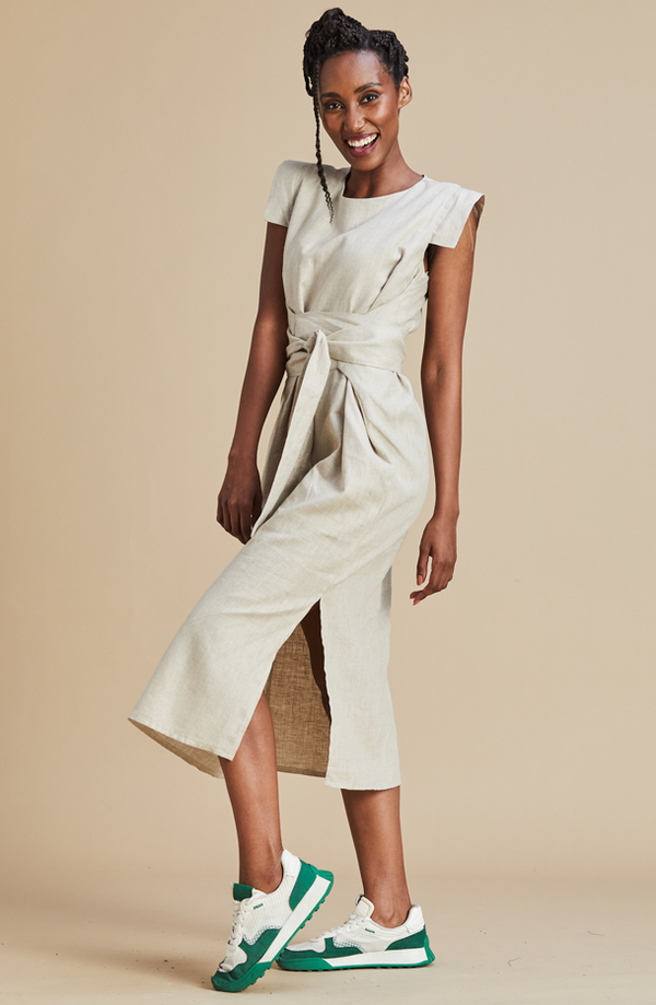Beck Dress Summer Sleeve Less Mareth Colleen Sand Cream– MARETHCOLLEEN