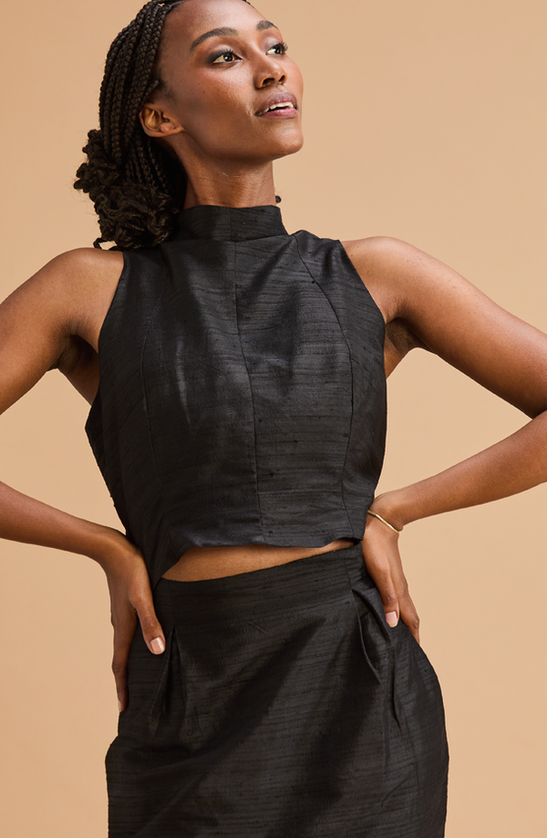 Black Noire Set Skirt Top Silk– MARETHCOLLEEN