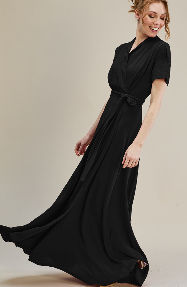 Jenna Dress with Sleeves | Rust Wrap Maxi Dress– MARETHCOLLEEN