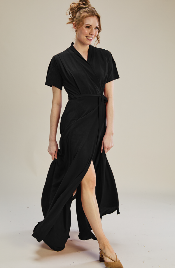 Jenna Dress with Sleeves | Rust Wrap Maxi Dress– MARETHCOLLEEN