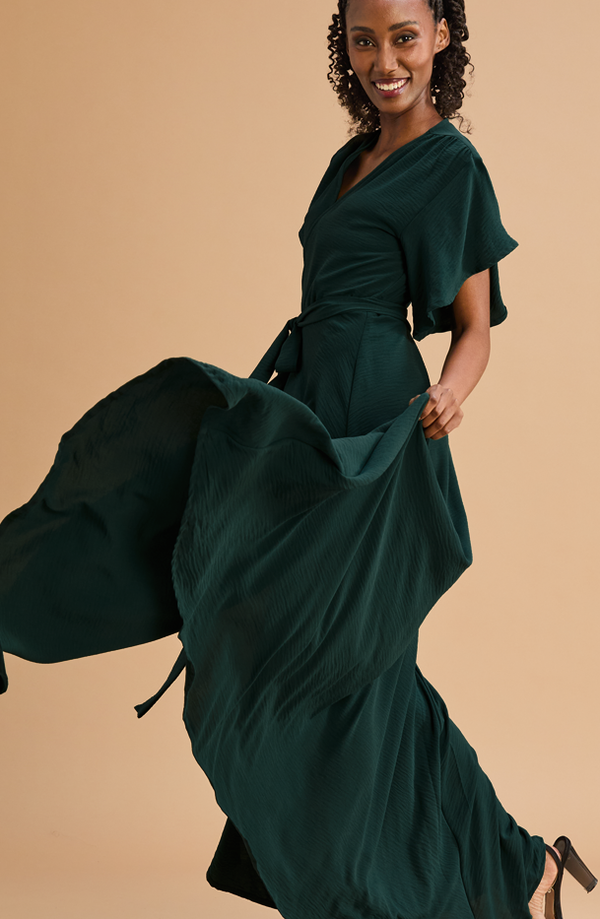 Waif Wrap Dress South Africa Forest Green– MARETHCOLLEEN